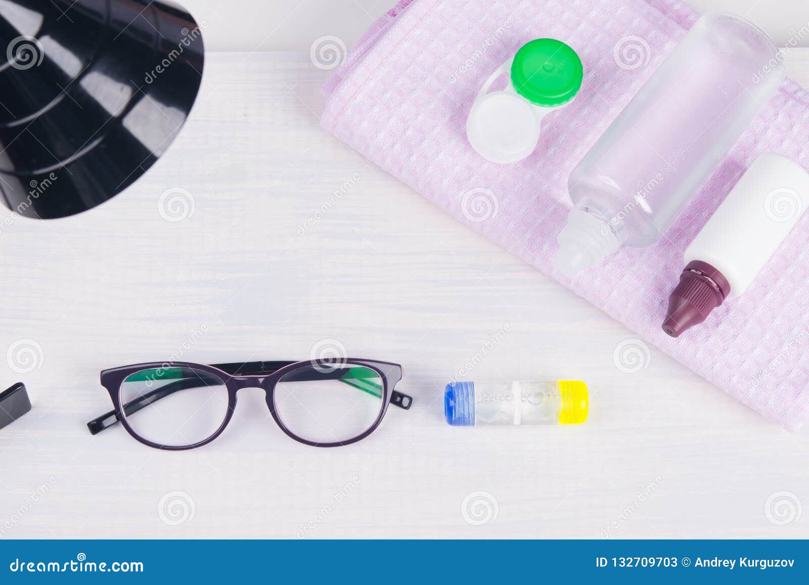 On the Table, There are Items To Improve Vision, Glasses and Containers ...
