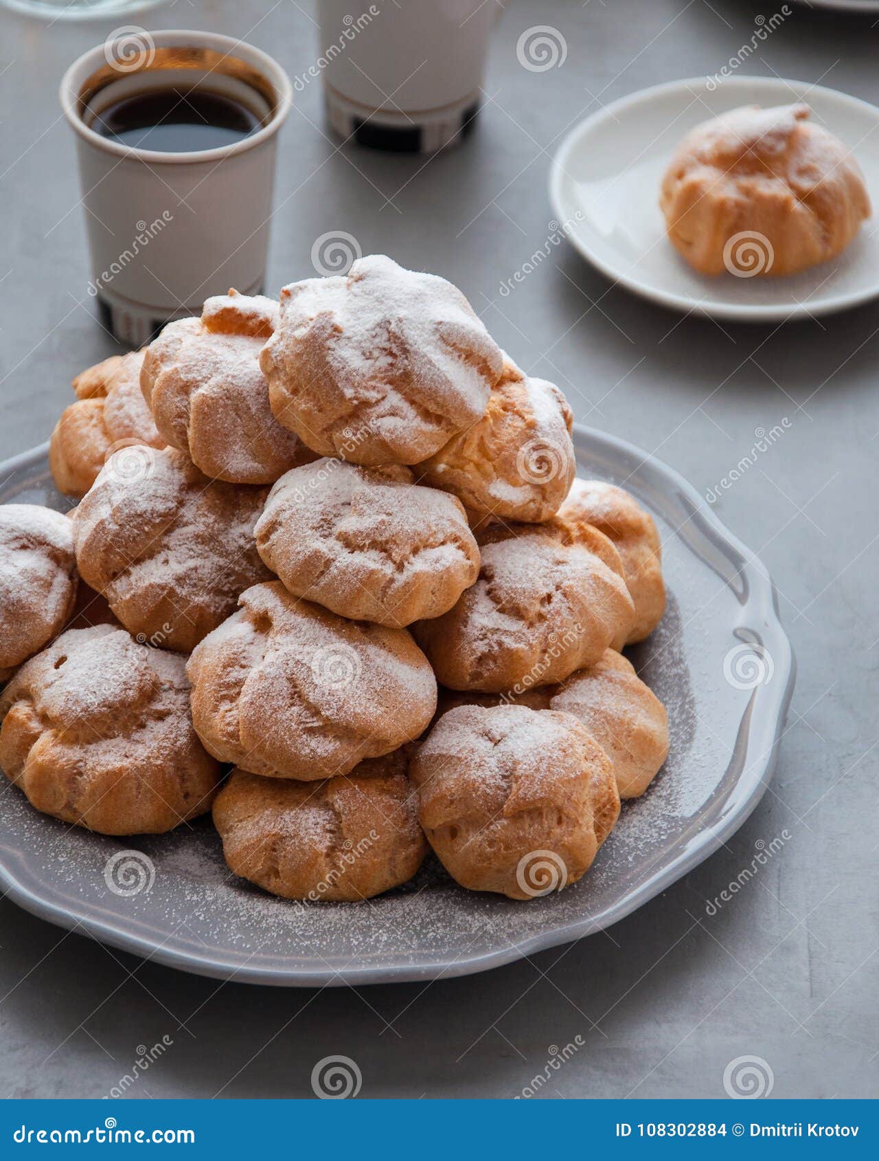 On the Table There is a Plate of Profiteroles Stock Photo - Image of ...
