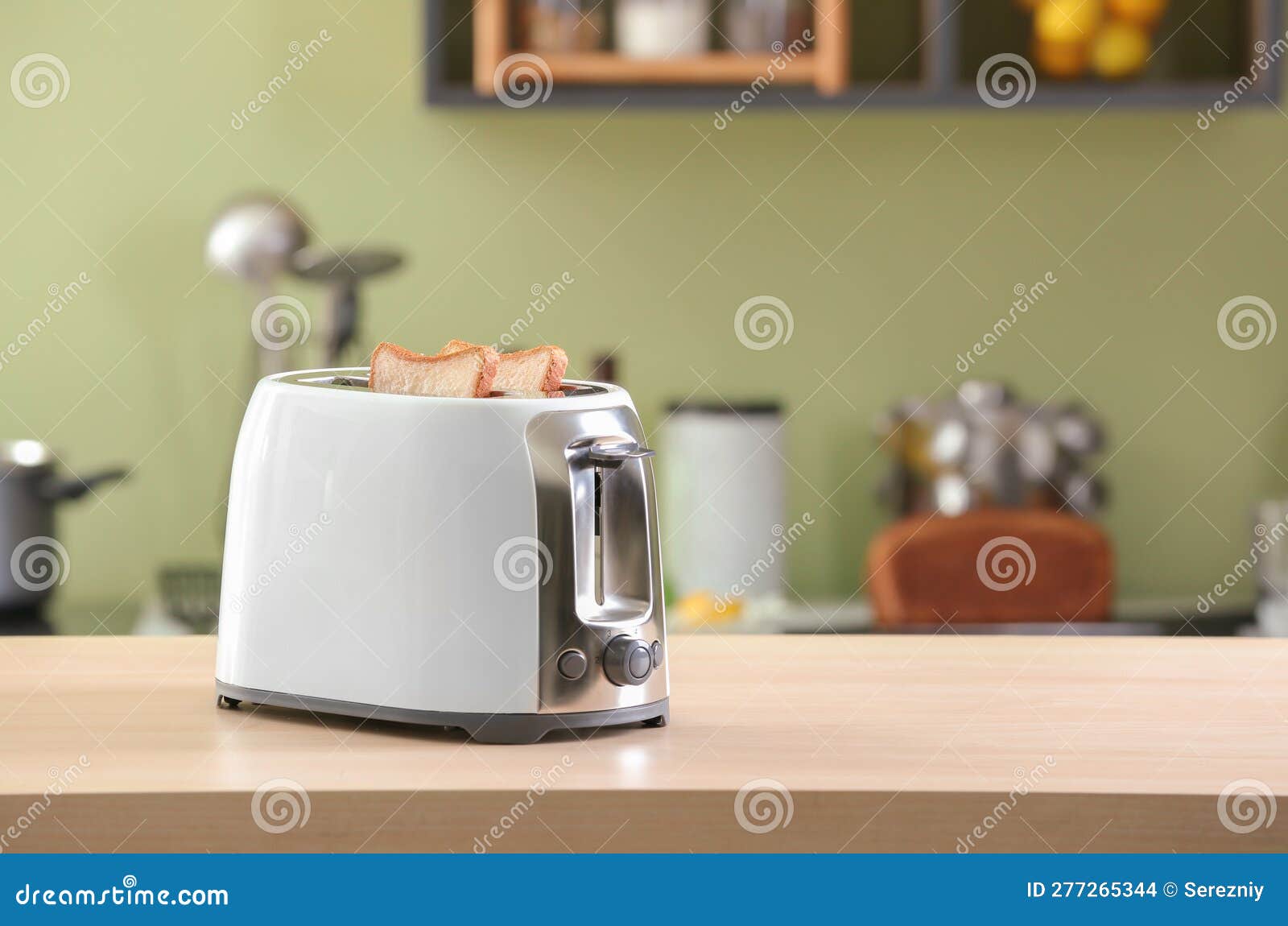 Toaster with Bread Slices on Table Stock Photo - Image of fresh, food ...