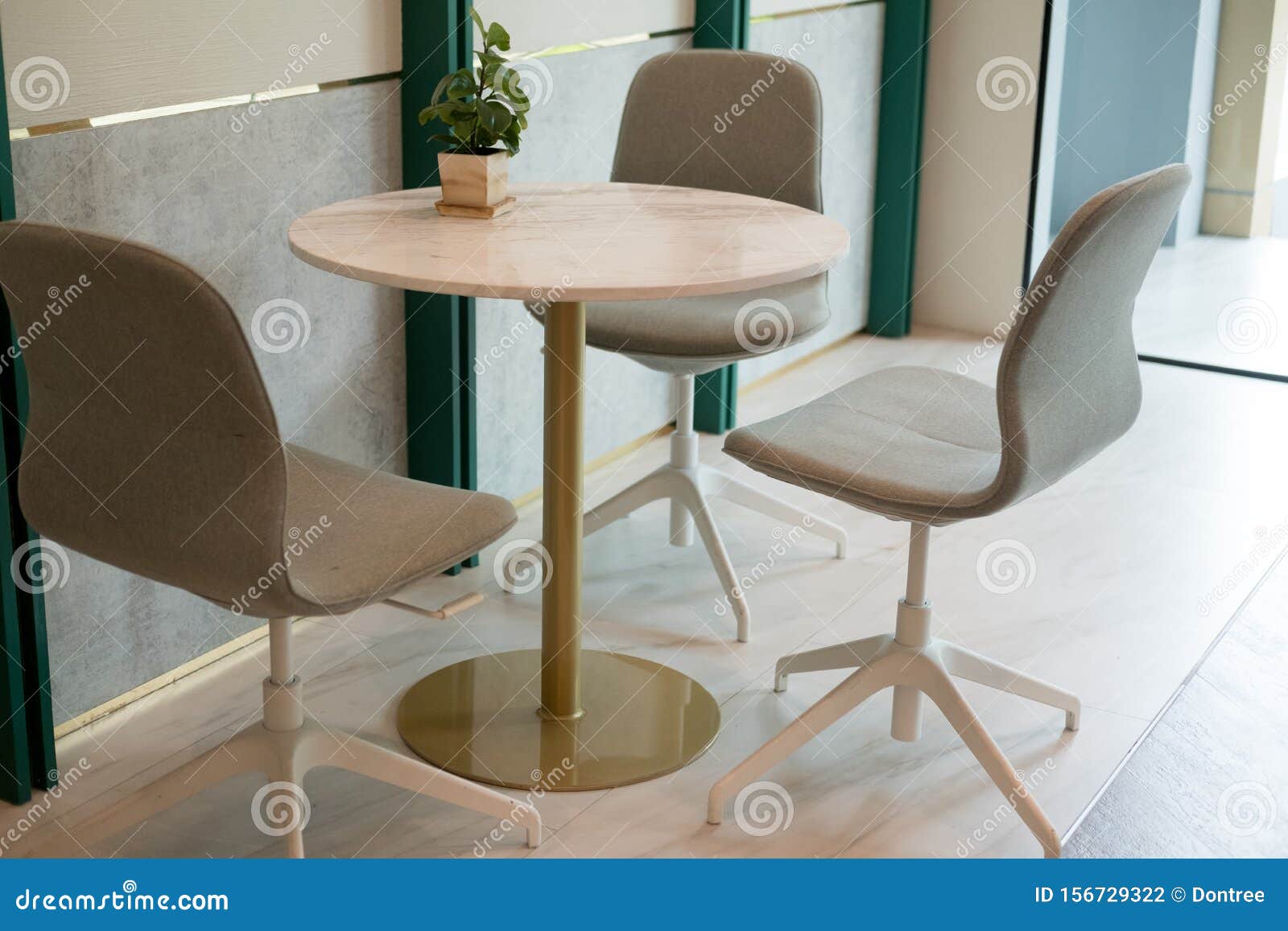 Table and Three Chairs. Modern Minimal Interior Design Stock Photo ...