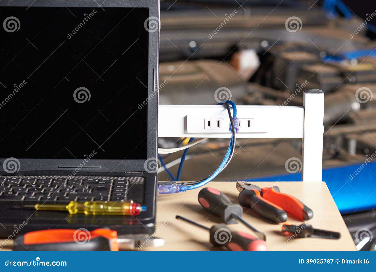 Table with Tools for Car Computer Diagnostic Stock Image - Image of ...