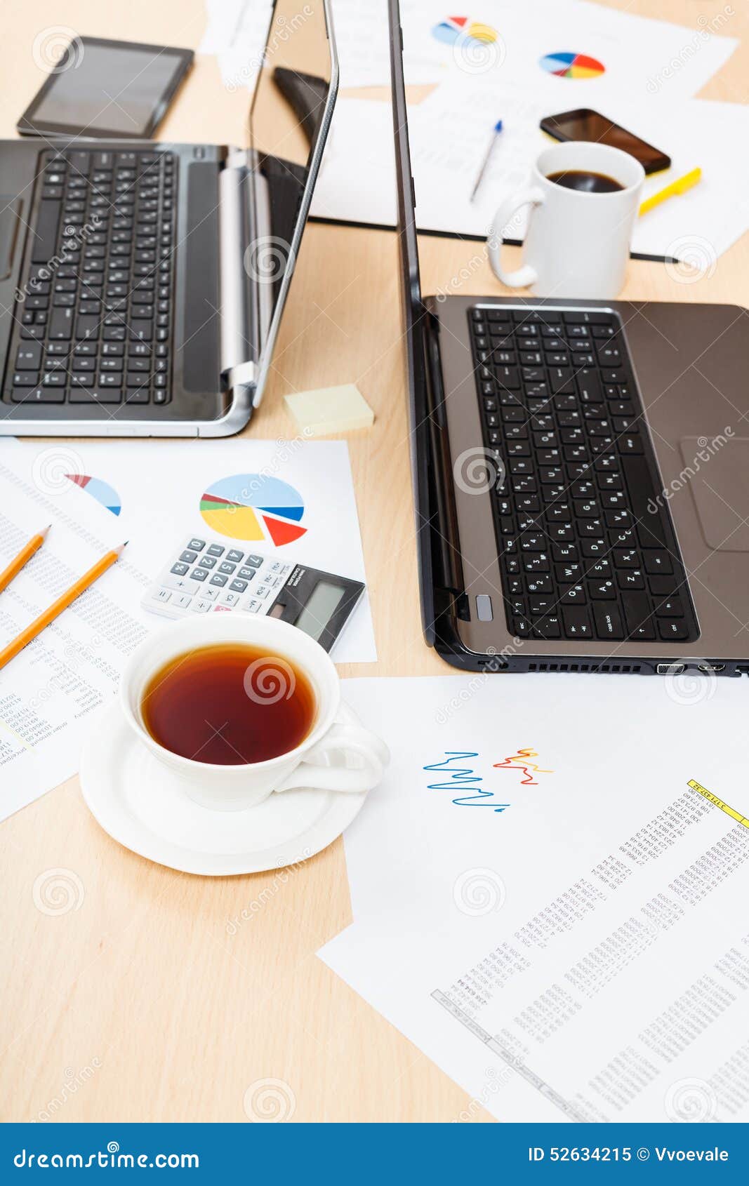 Table with Tools in Modern Office Stock Image - Image of device ...