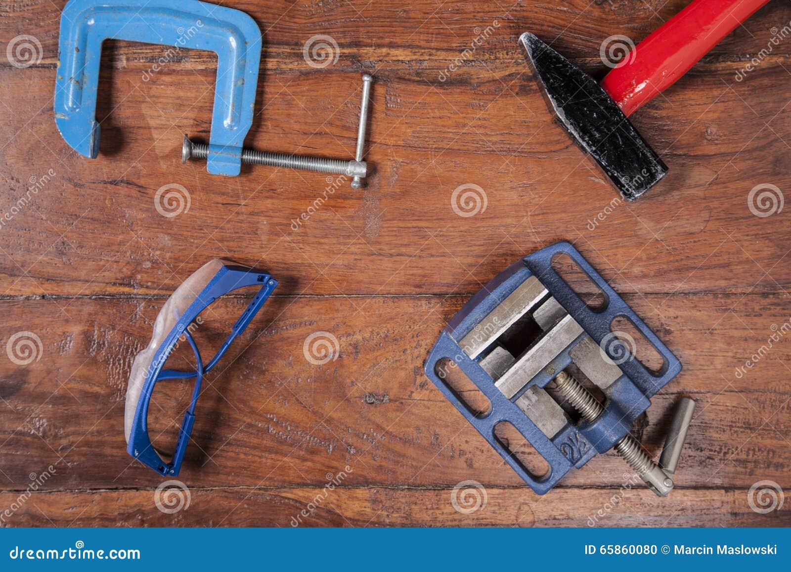 Table with Tools, View from the Top Stock Photo - Image of cutter ...