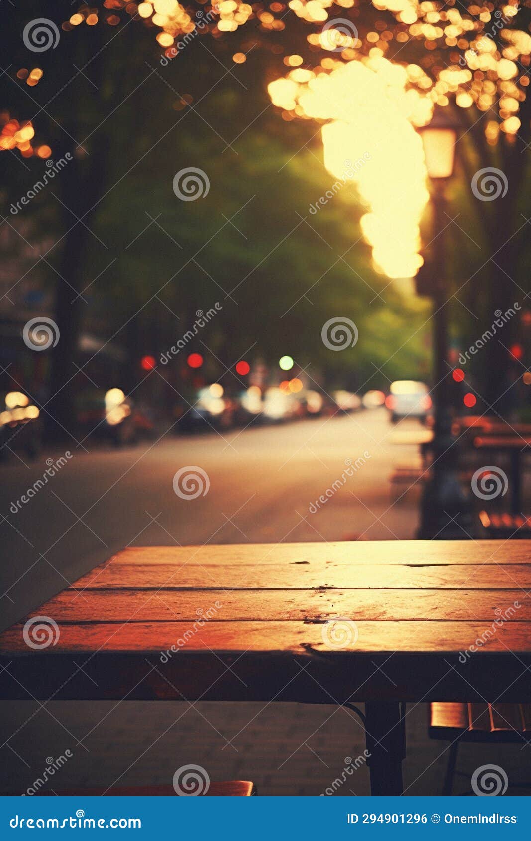 Table Top and Blur Building of the Background, Vintage Retro Style ...