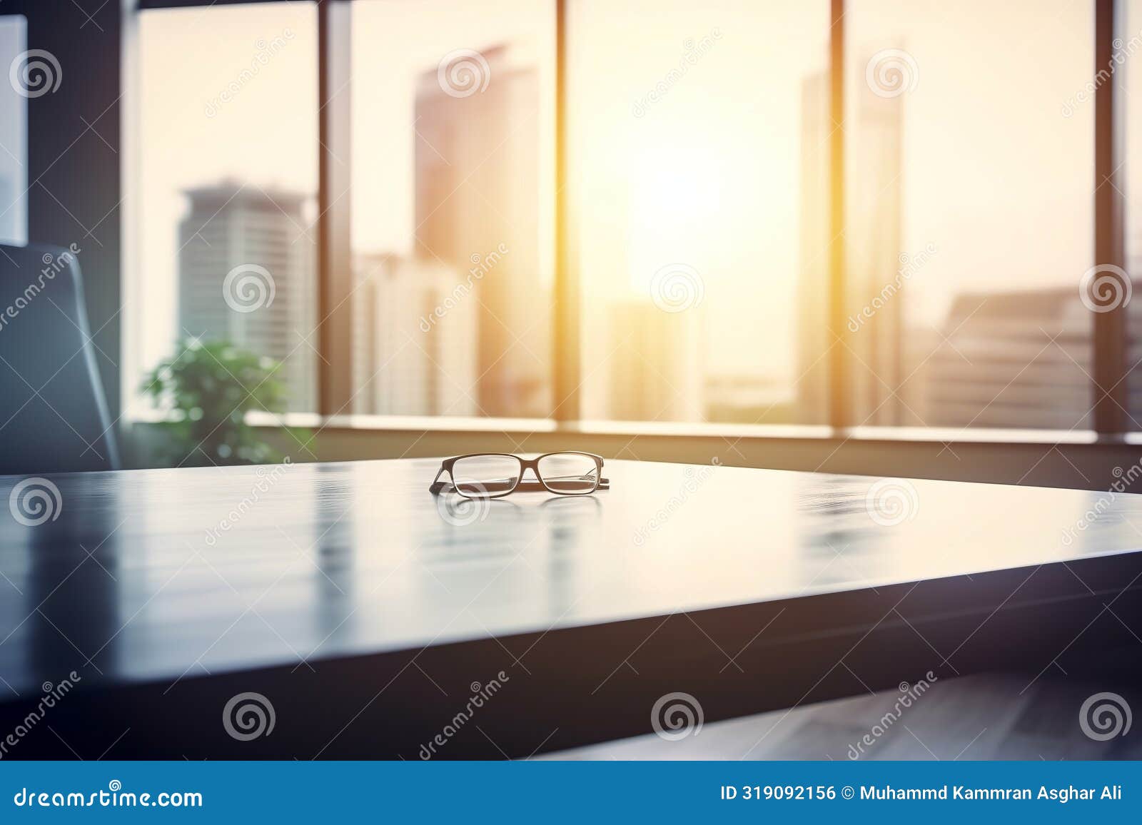 Table Top and Blur Interior of Office Background, Generative AI Stock ...