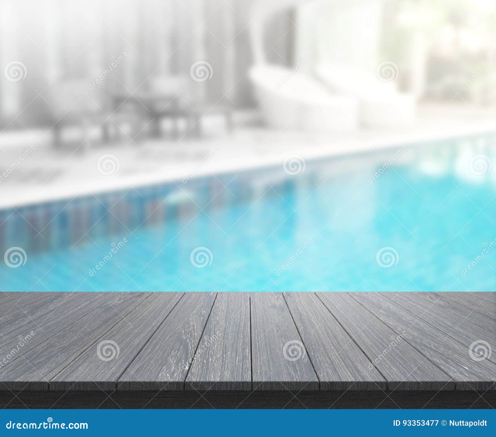 Table Top and Blur Swimming Pool of Background Stock Image - Image of ...