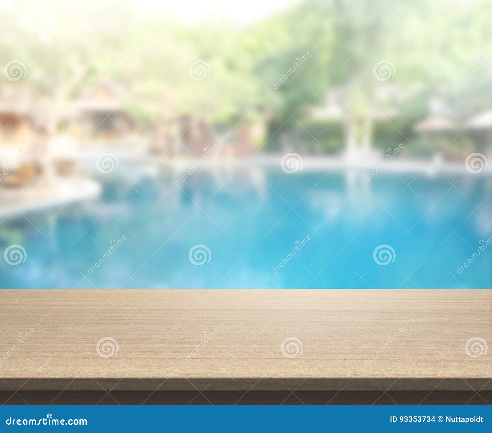 Table Top and Blur Swimming Pool of Background Stock Photo - Image of ...