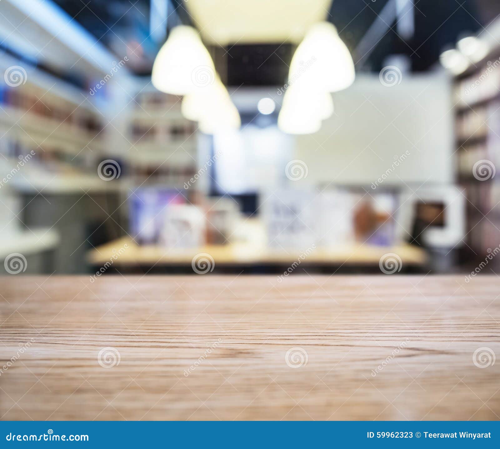 Table Top with Blurred Retail Shop Interior Background Stock Image ...