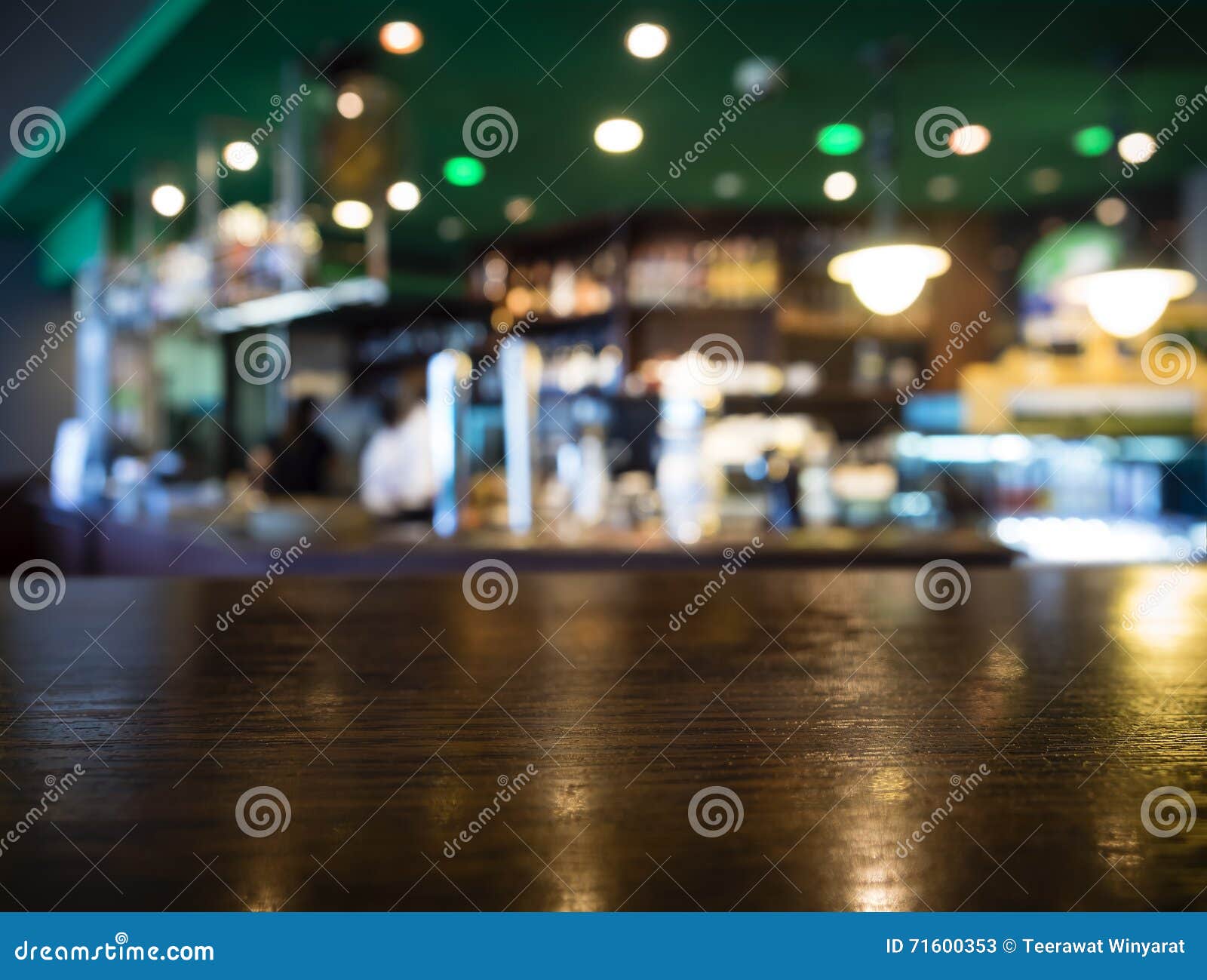 Table Top Counter with Blurred Bar Restaurant Background Stock Image ...