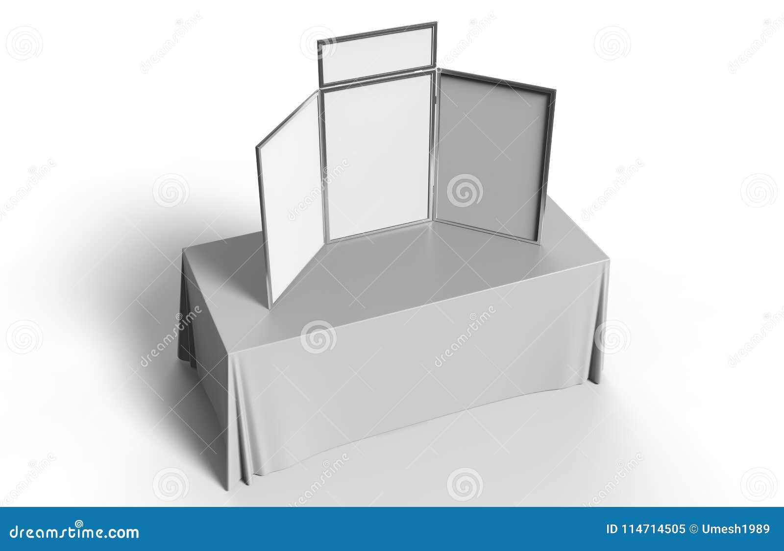 Table Top Folding Display Board for Trade Show. 3d Render Illustration ...