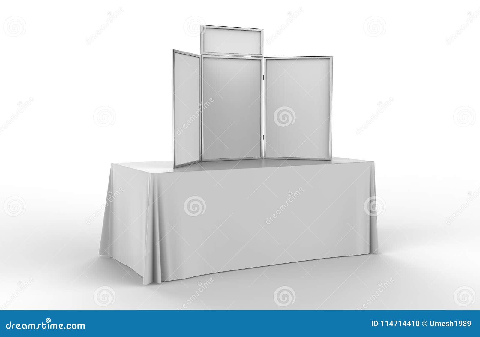 Table Top Folding Display Board for Trade Show. 3d Render Illustration ...