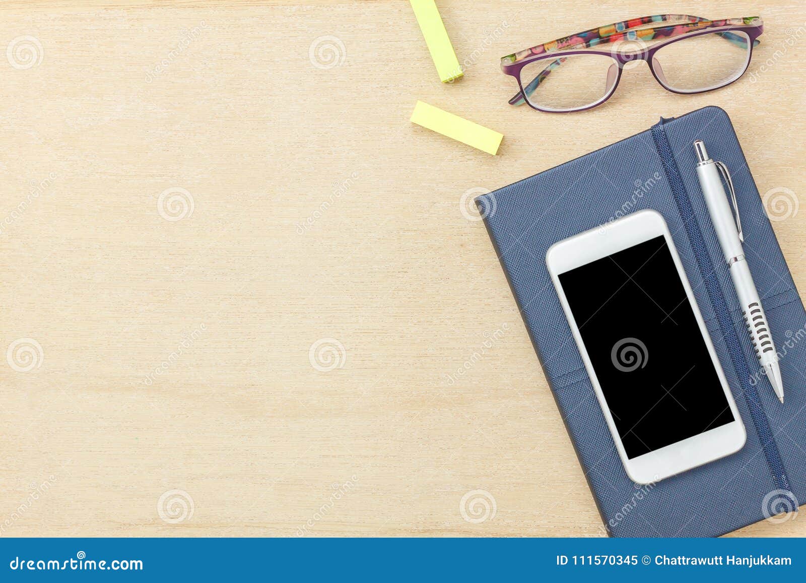 Table Top View Aerial Image Stationary on Office Desk Stock Image ...
