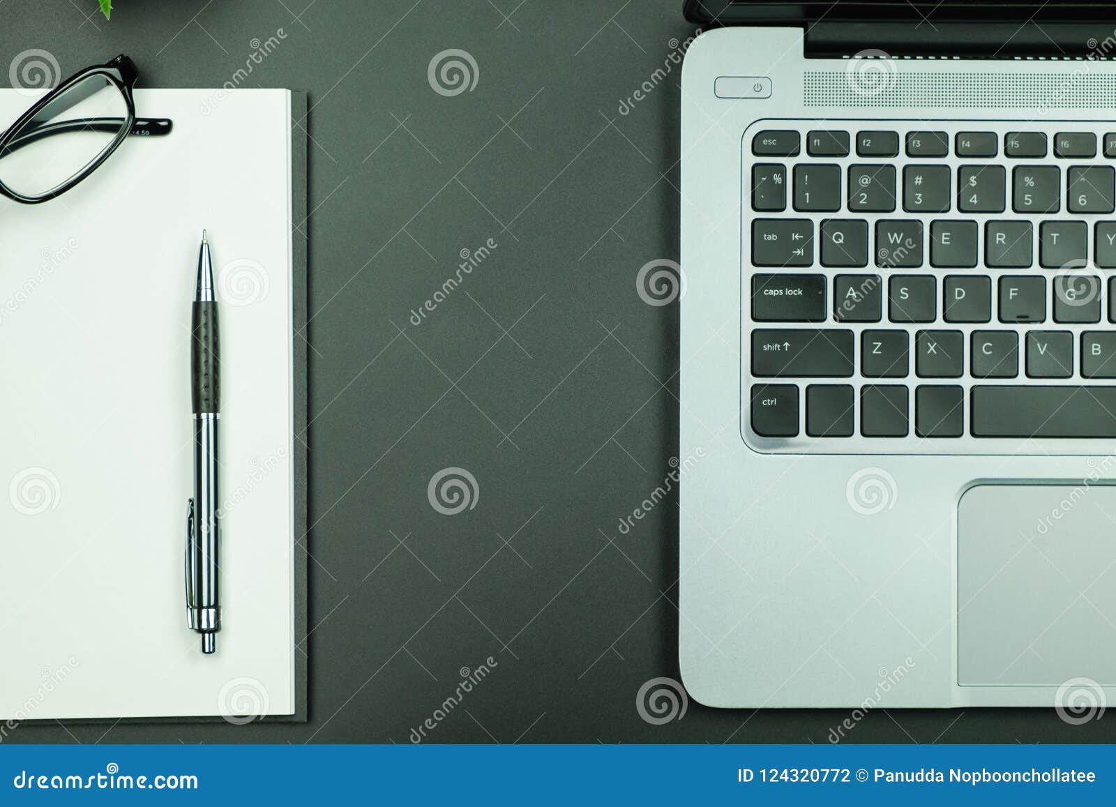 Table Top View of Laptop and Notebook in Black Color Stock Photo ...
