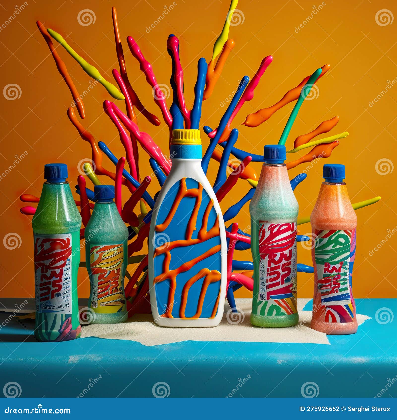 A Table Topped with Bottles of Different Types of Paint. AI Generative ... A Table Topped with Bottles of Different Types of Paint. AI Generative ...