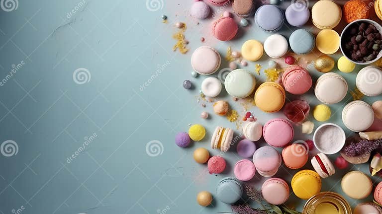 A Table Topped with Lots of Different Colored Macaroni and Cheese Stock ...
