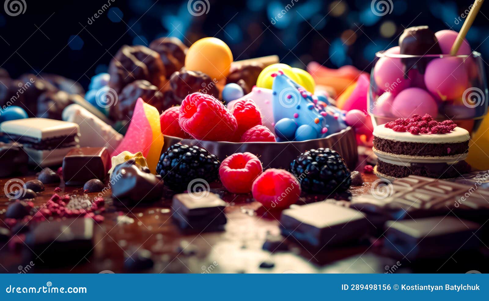 Table Topped with Lots of Different Types of Candies and Chocolates ...