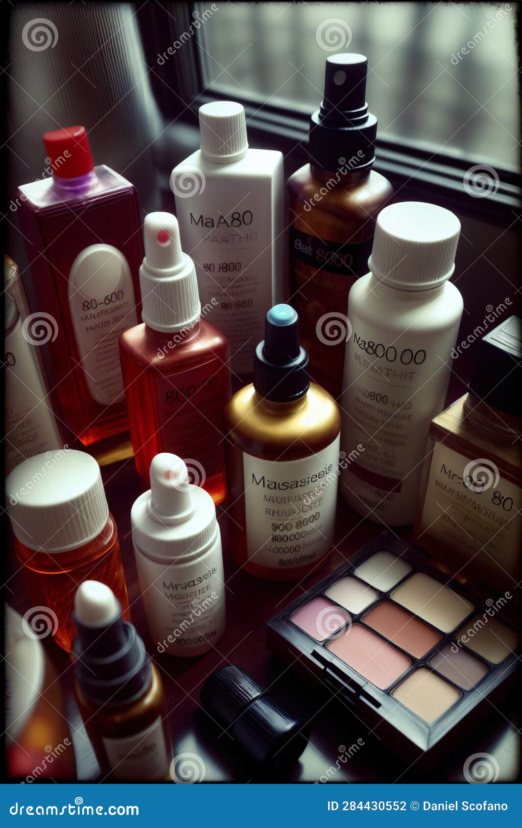 A Table Topped with Lots of Different Types of Cosmetics. Generative AI ...