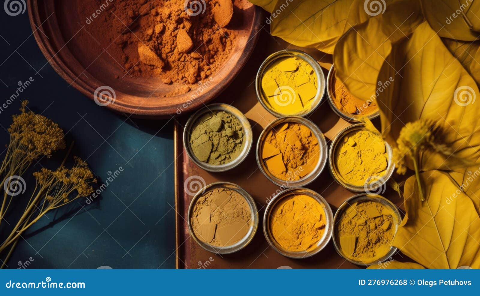 A Table Topped with Lots of Different Types of Powders Stock Photo ...