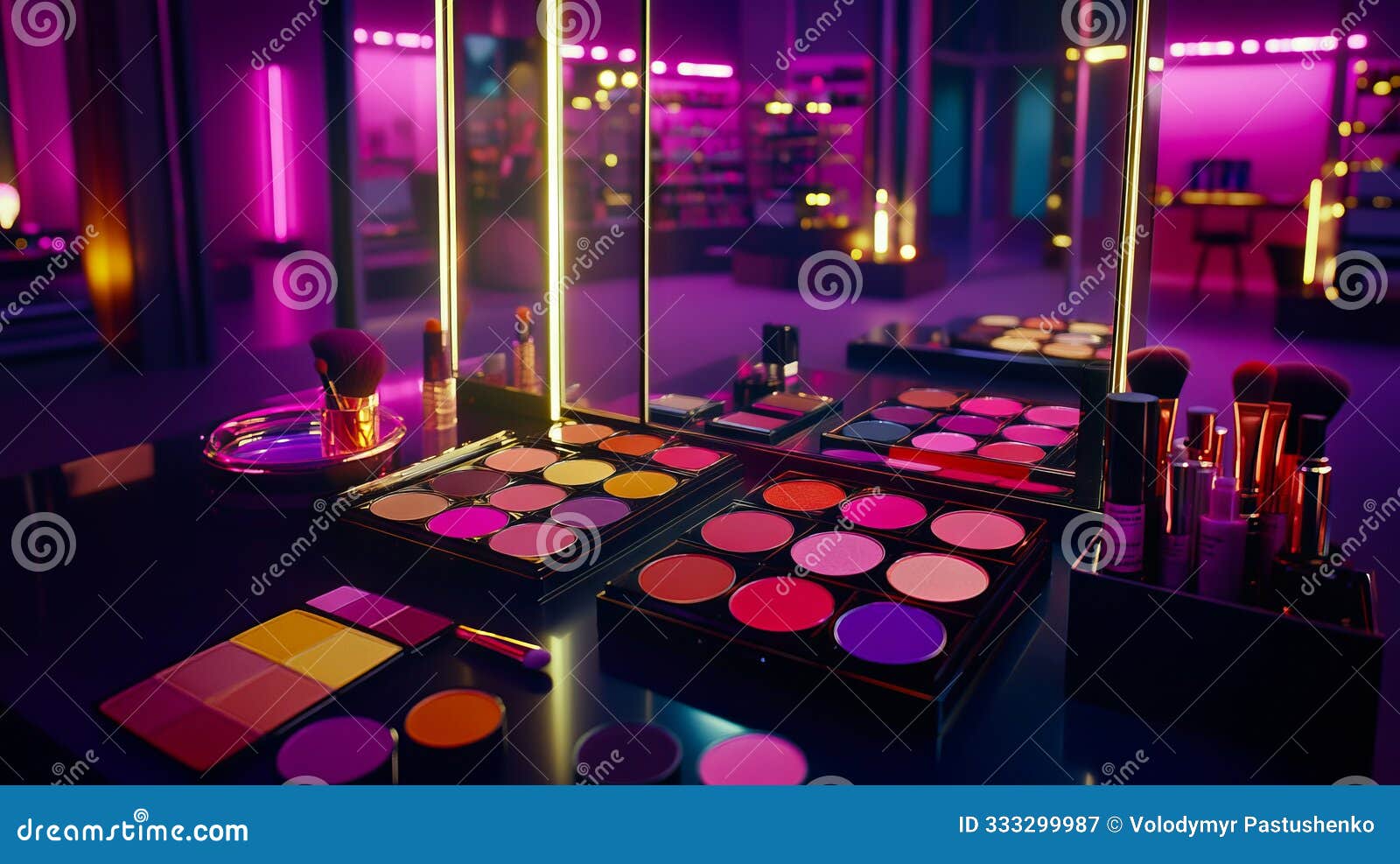 A Table Topped with Lots of Makeup and Cosmetics Stock Image - Image of ...