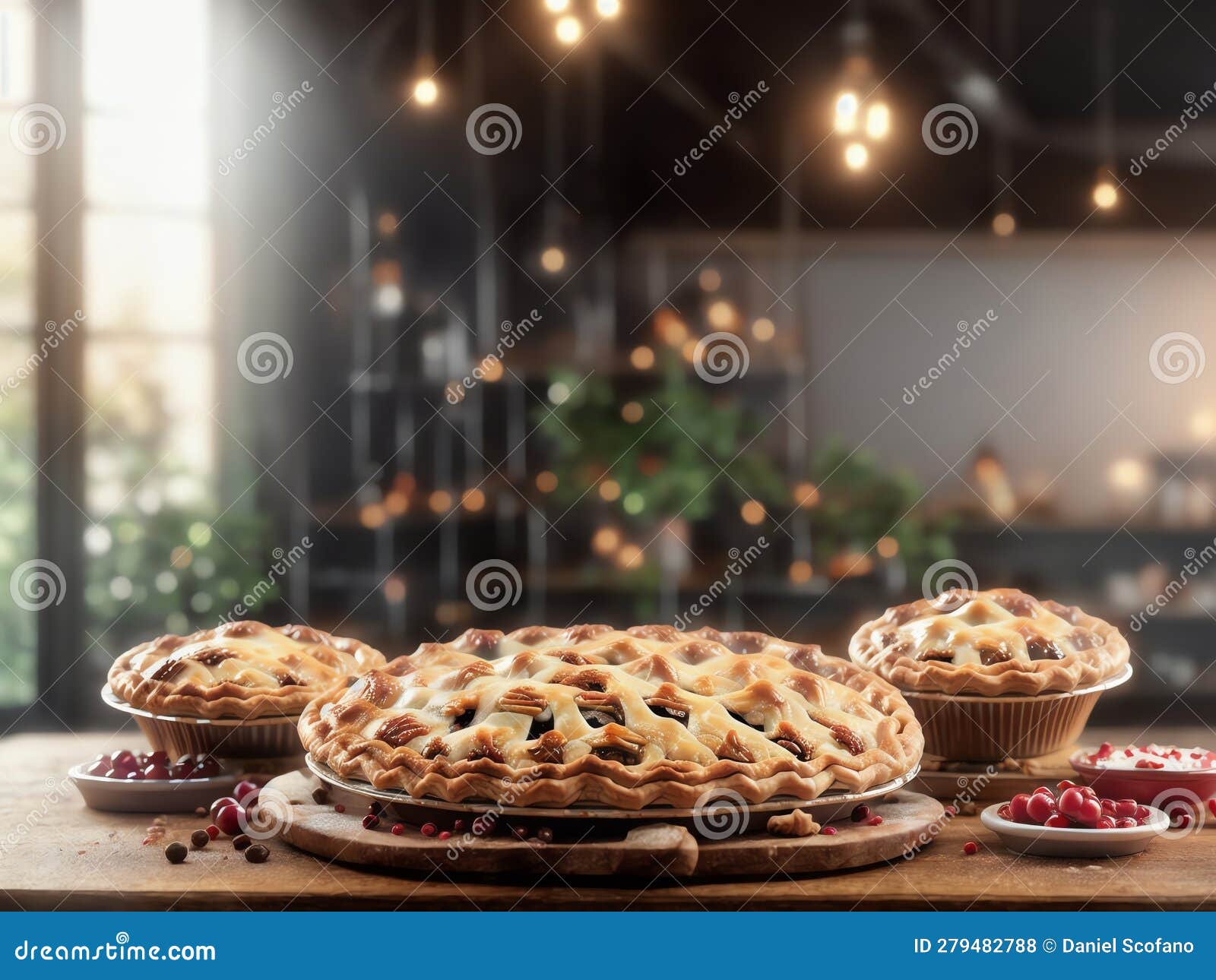 A Table Topped with Lots of Pies and Pie Dishes. Generative AI Stock ...