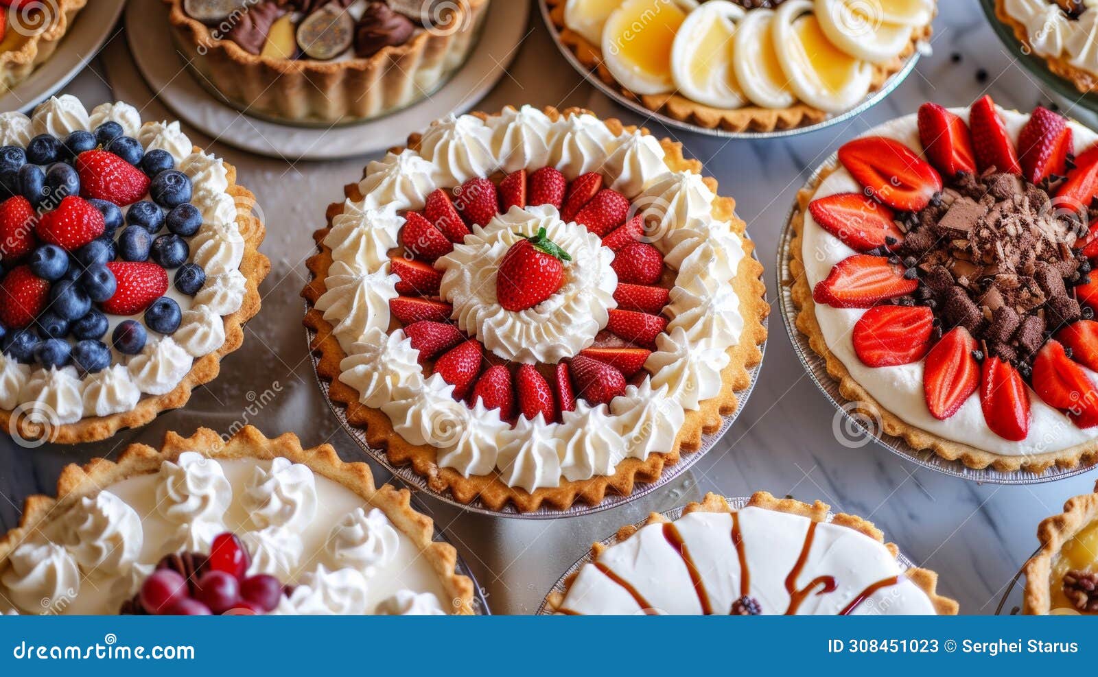 A Table Topped with a Variety of Pies and Cakes, AI Stock Image - Image ...