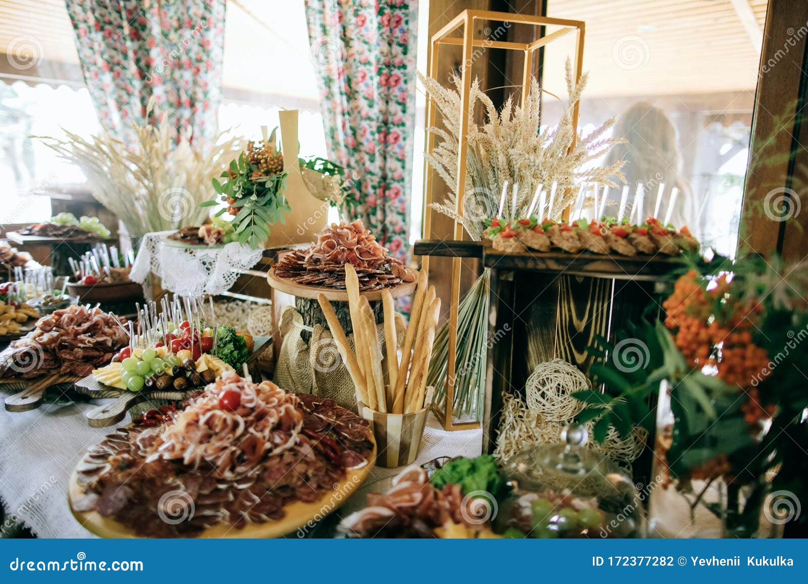 Table with Traditional Eastern European Appetizers. Catering Stock ...