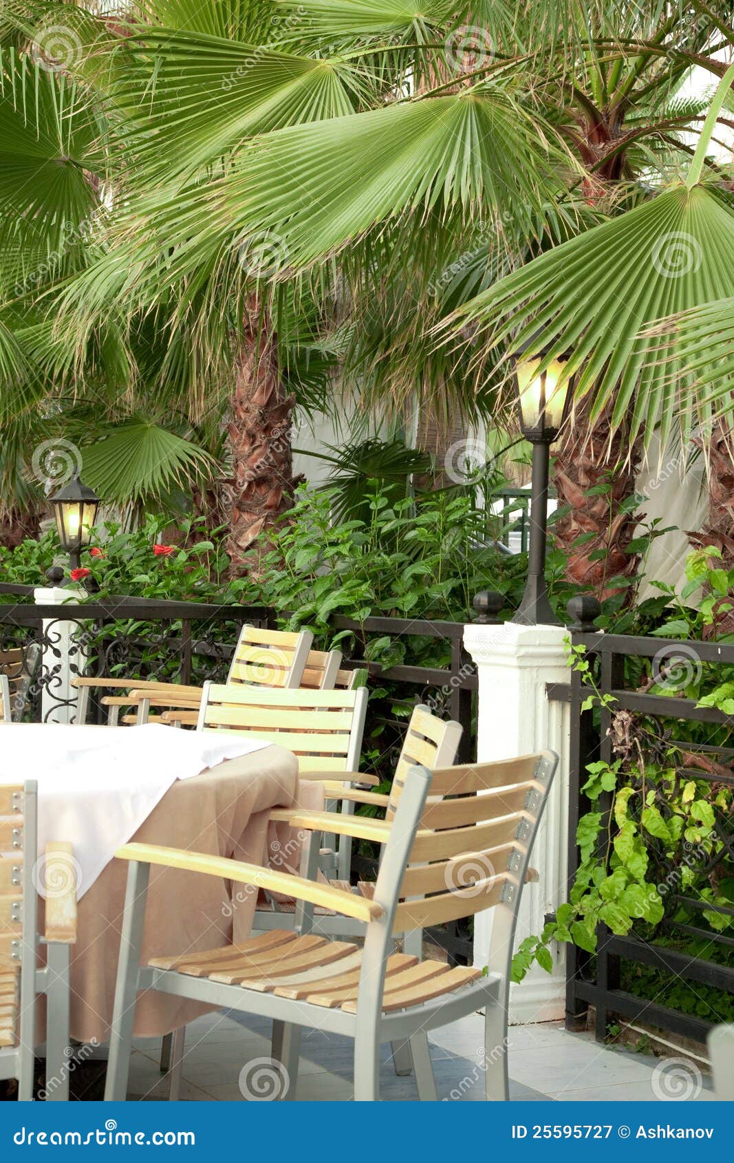 Table in Tropic Open-air Cafe Stock Image - Image of tourist ...