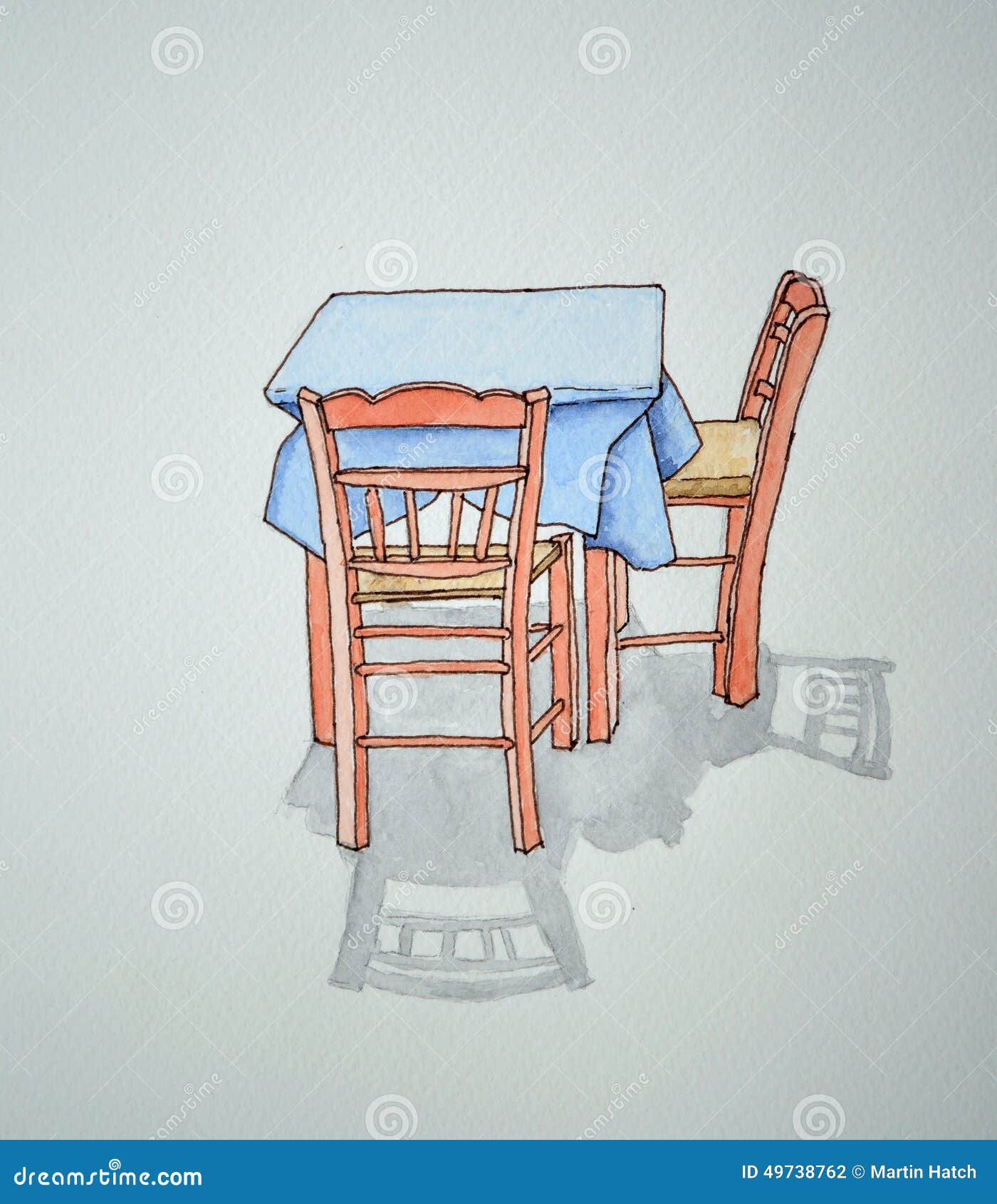 A Table and Two Chairs. stock illustration. Illustration of drawing ...