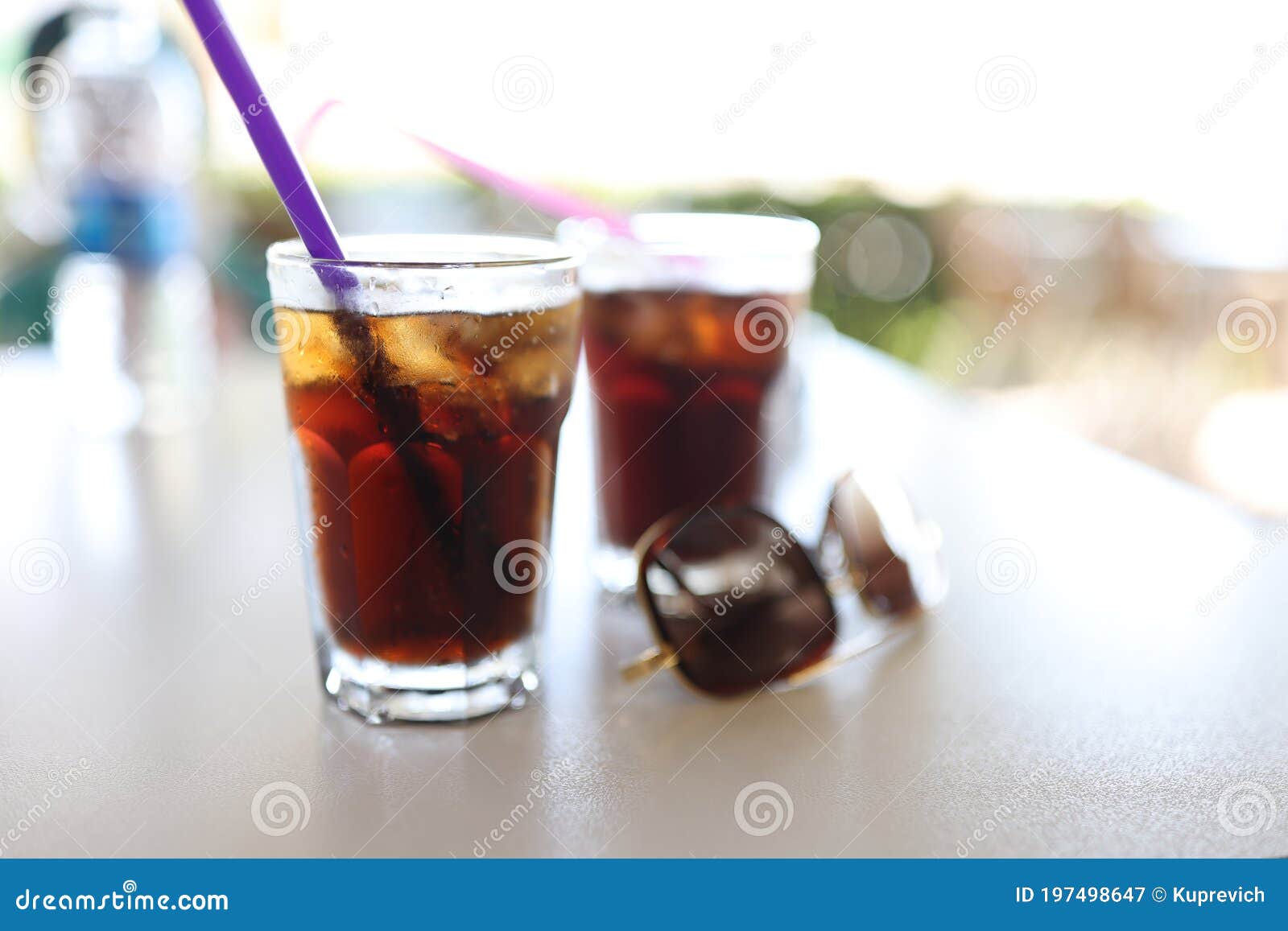 Table Two Dark Colored Cocktails with Straw Stock Image - Image of ...