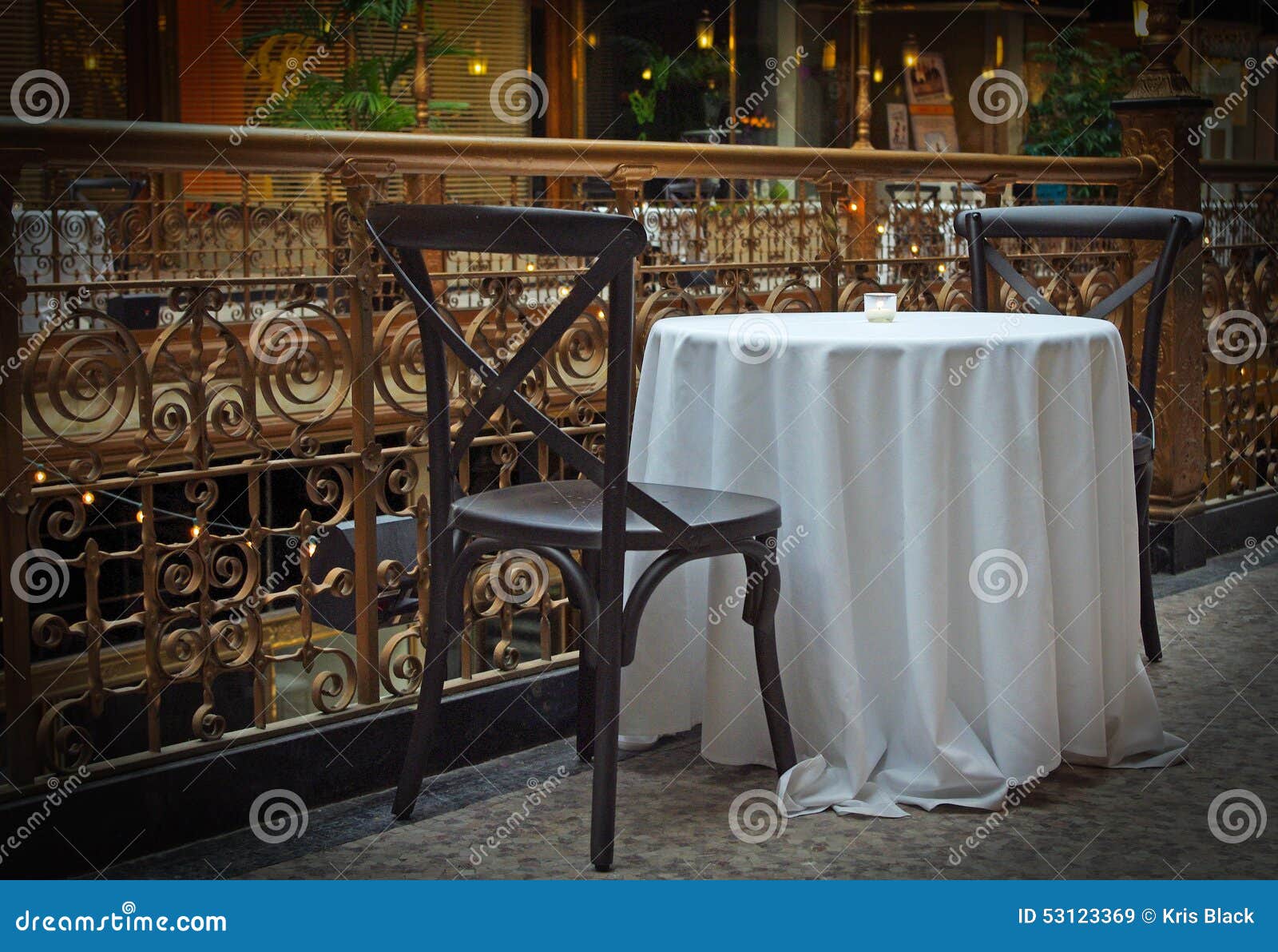 Table for Two stock image. Image of chairs, tablecloth - 53123369