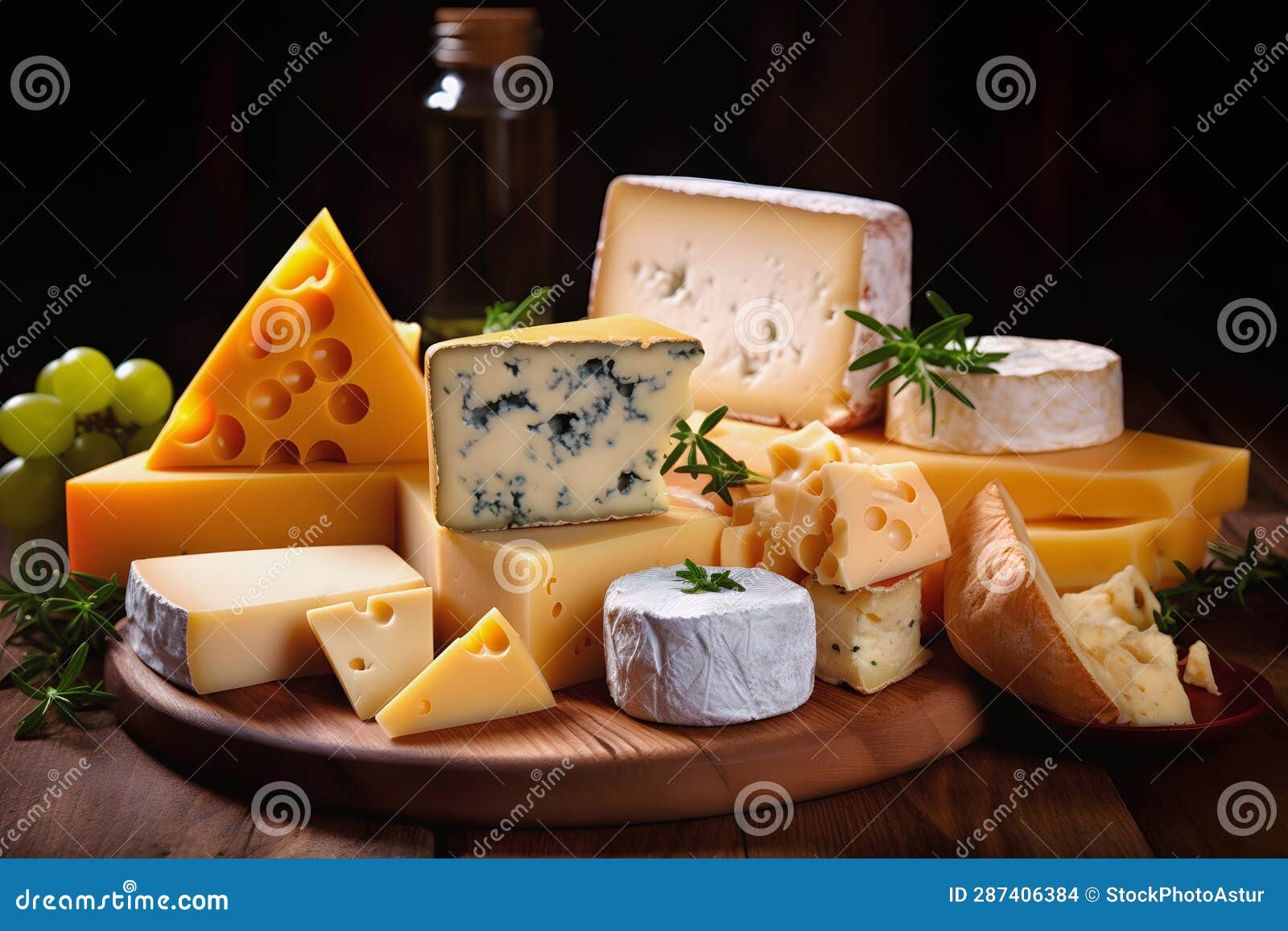 Table of Varied Cheeses from Various Countries Stock Illustration ...