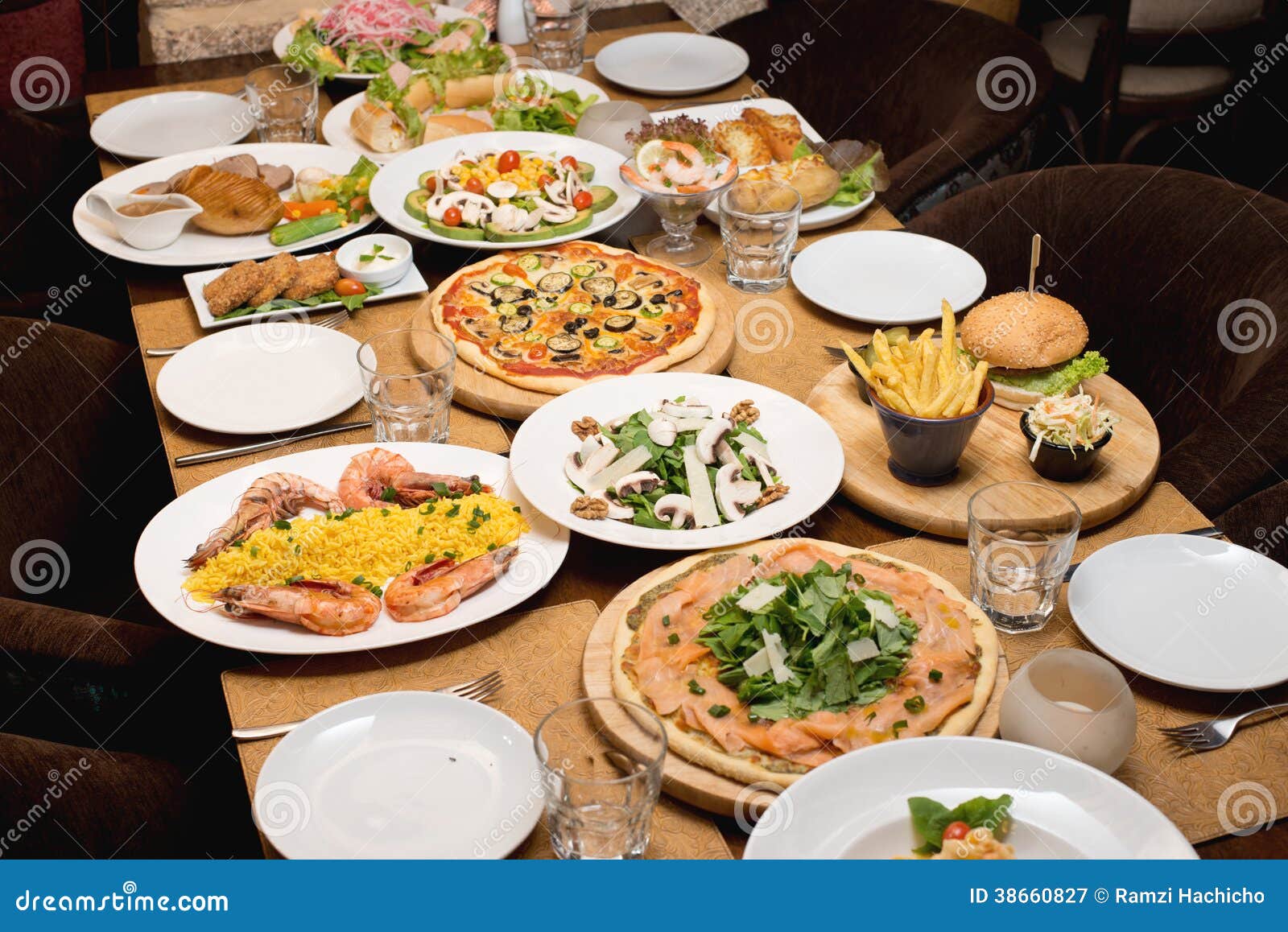 Table with Various Food Plates Served Stock Image - Image of healthy ...