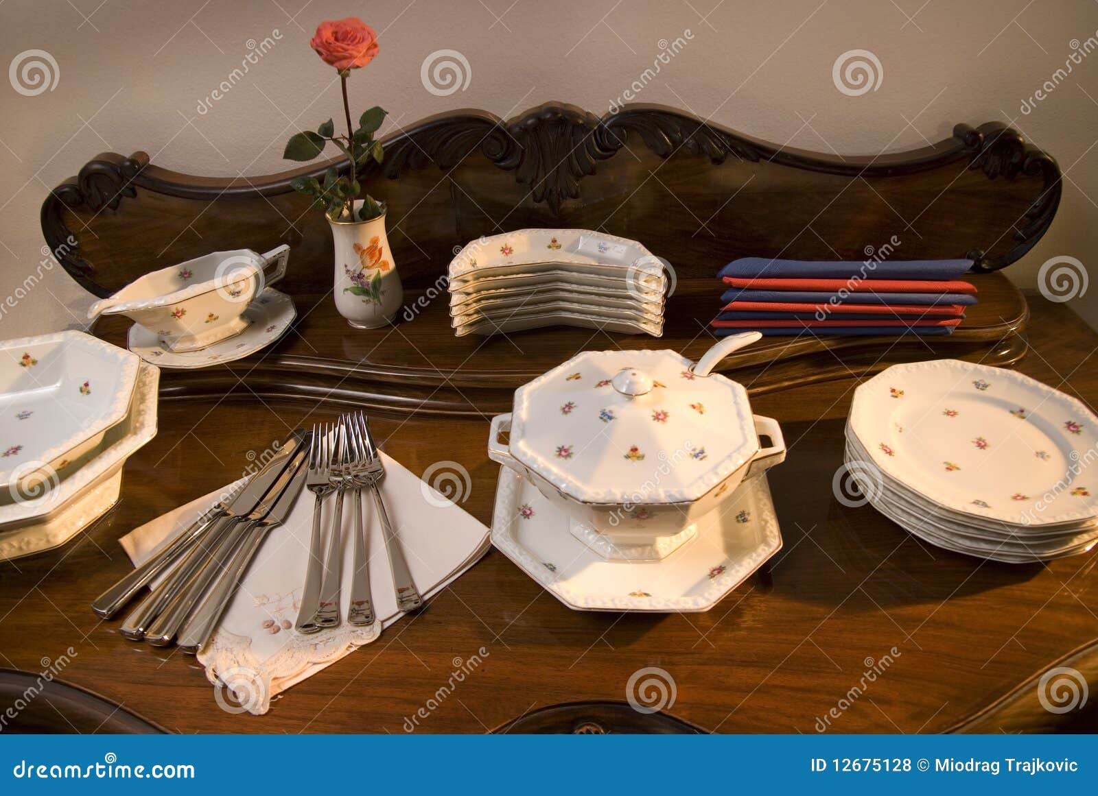 Table-Ware stock photo. Image of rose, serviette, table - 12675128