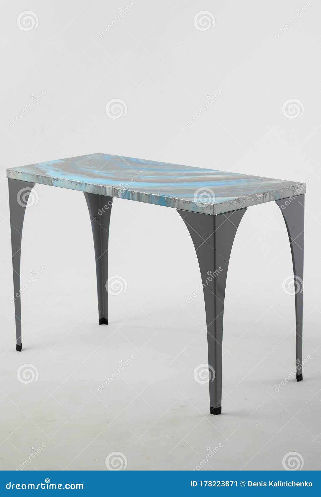 Table on a White Background with a Beautiful Tabletop Texture with Blue ...