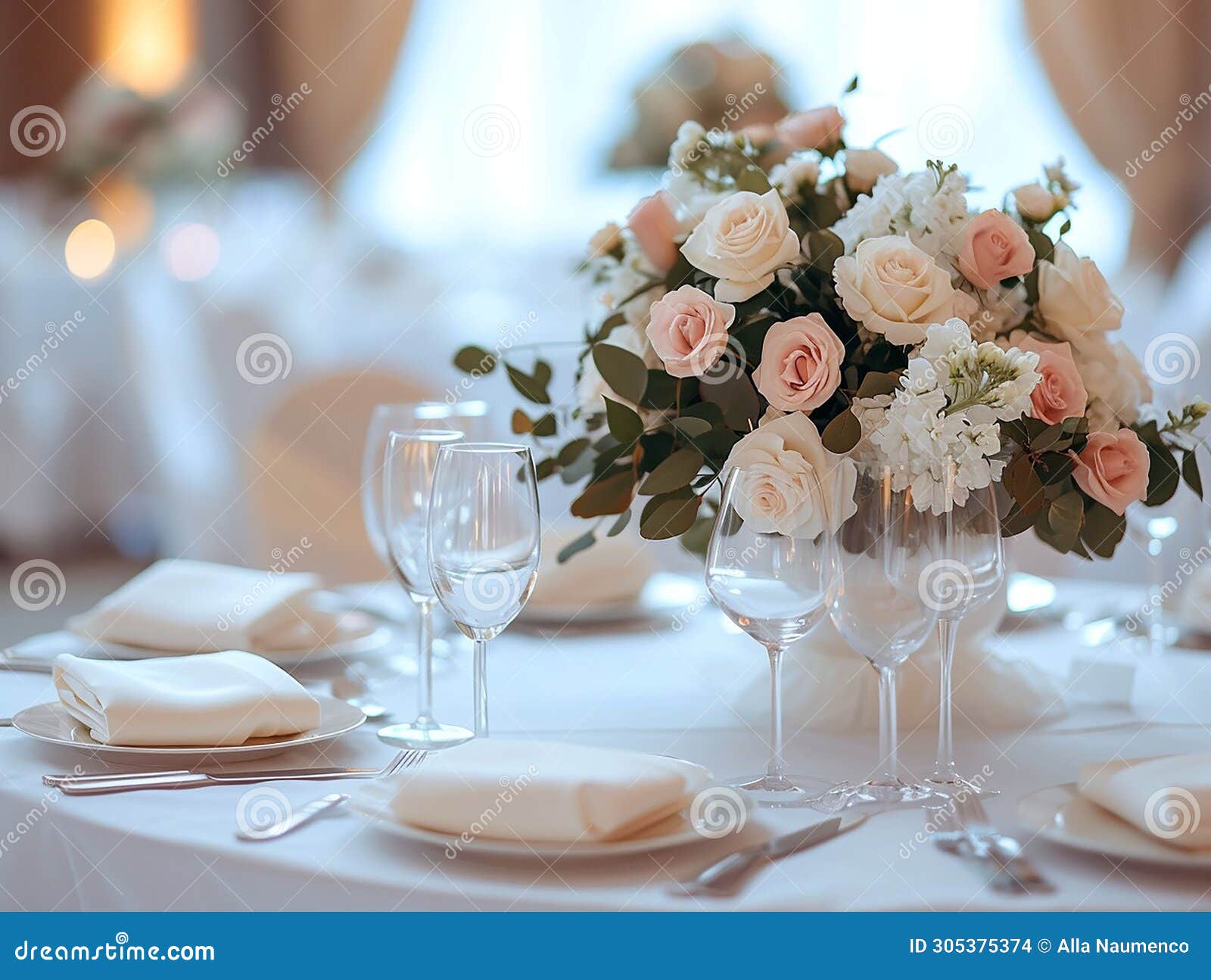 Table with White Tablecloth Decorated for Engaged Couples at the ...