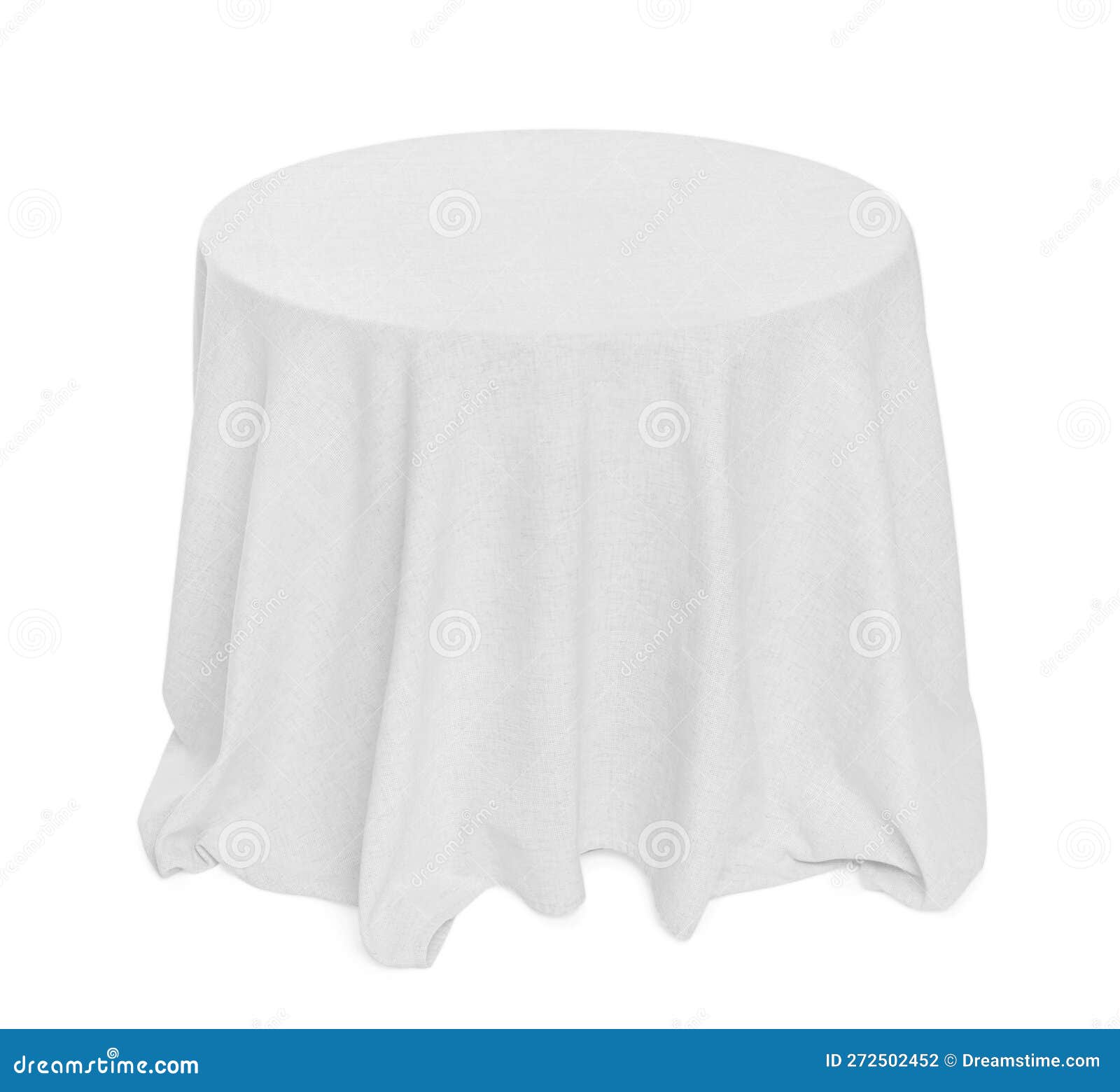 Table with White Tablecloth Isolated on White Stock Photo - Image of ...