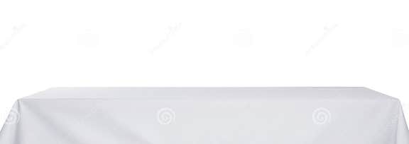 Table with White Tablecloth Isolated on White Stock Image - Image of ...