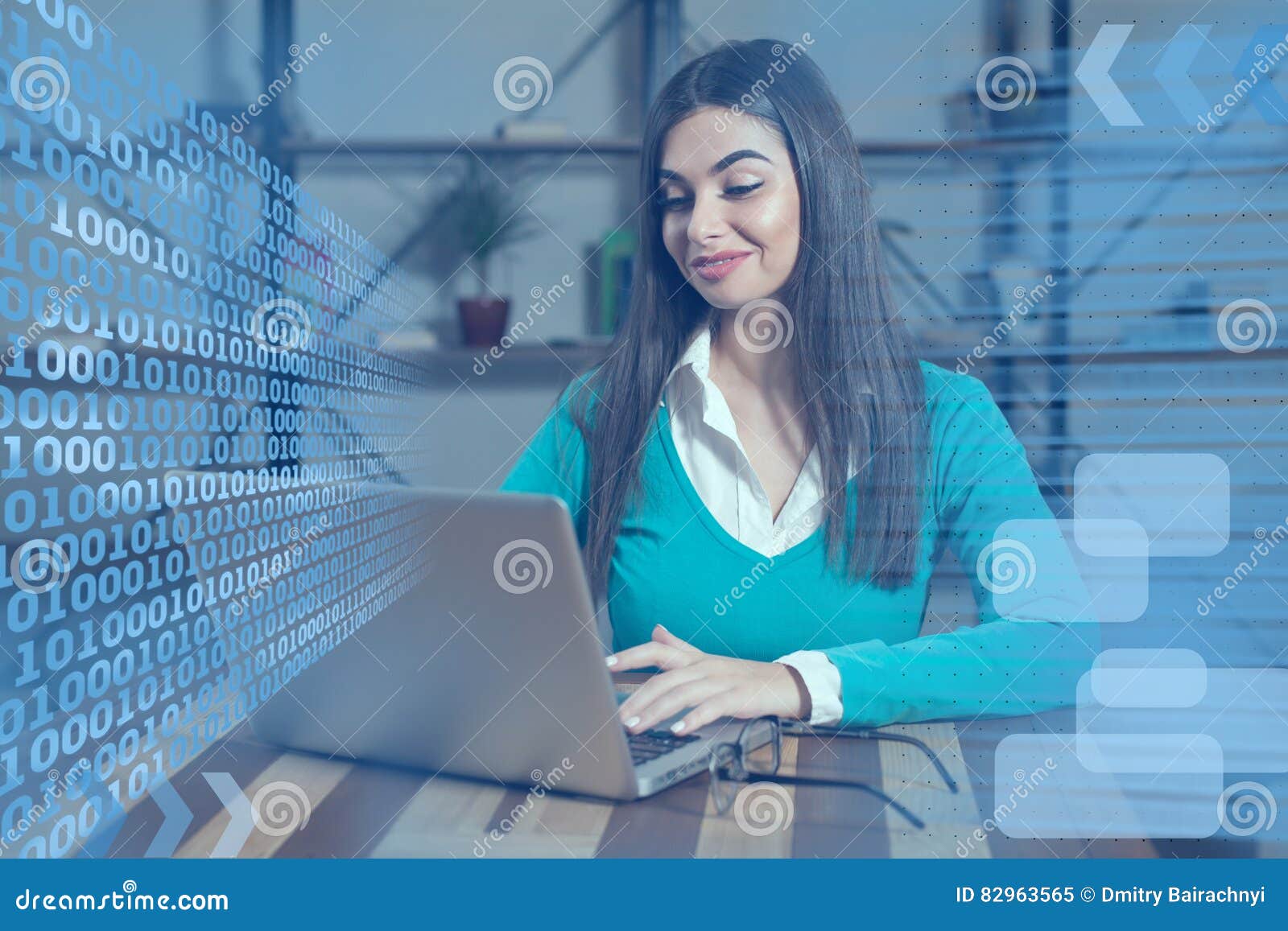 At the Table is Woman-freelancer Stock Image - Image of worker, looking ...