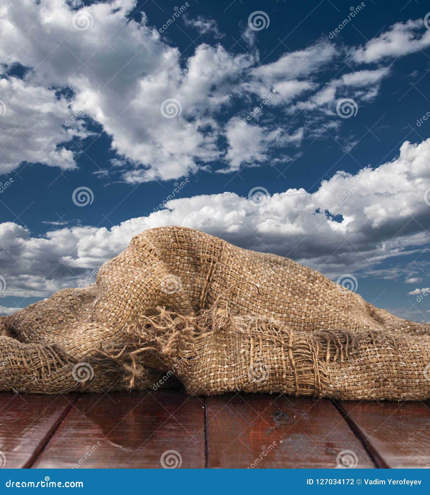 Table of wood and sack stock photo. Image of nature - 127034172