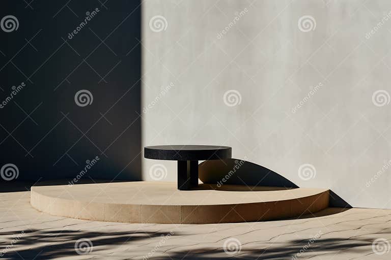 Table on Wooden Platform, Simple yet Elegant Display. Clear Concrete ...