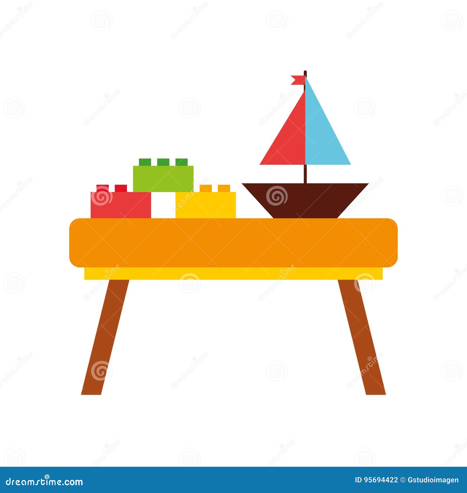 Table wooden with toys stock vector. Illustration of kindergarten ...