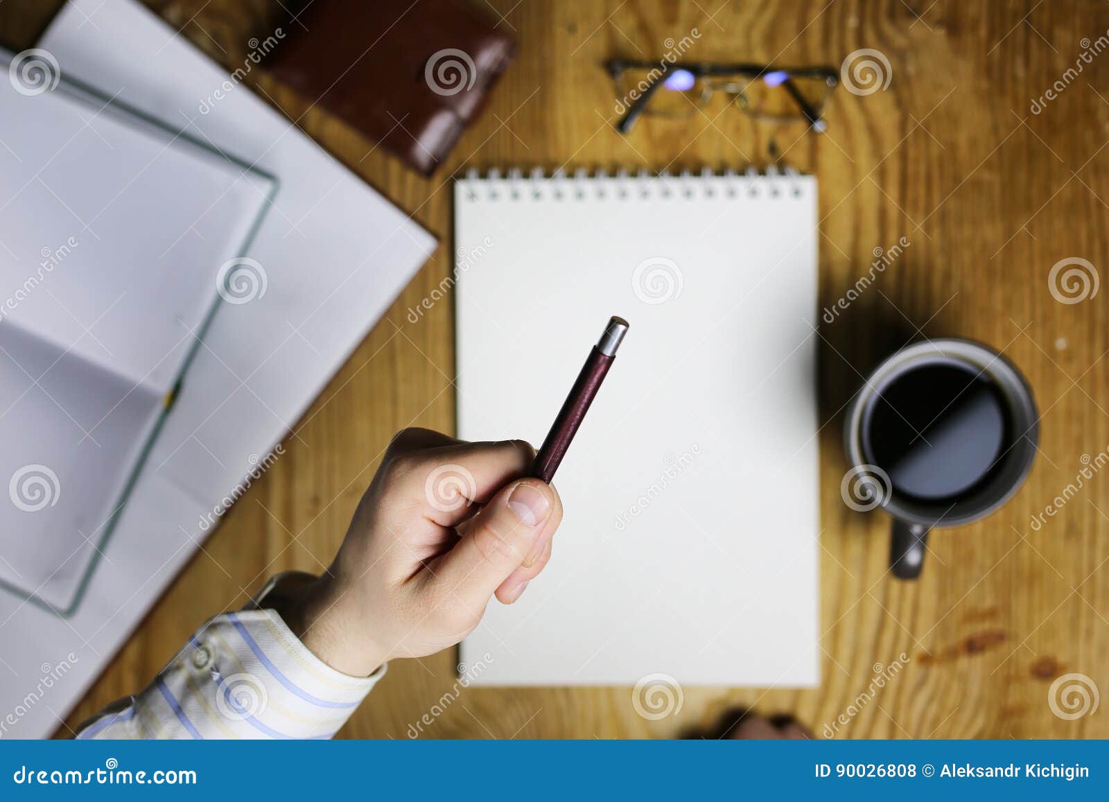 Table Write Hand Office View Stock Photo - Image of hands, hand: 90026808