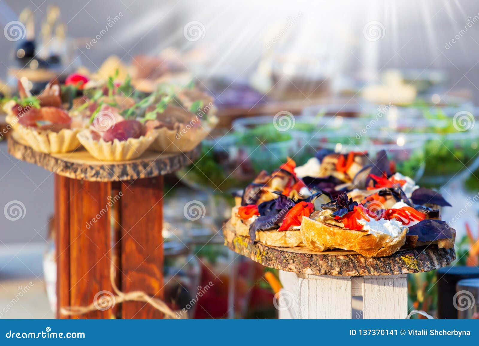 Table in the Yard Full of Different Finger Food Ready for the Party ...