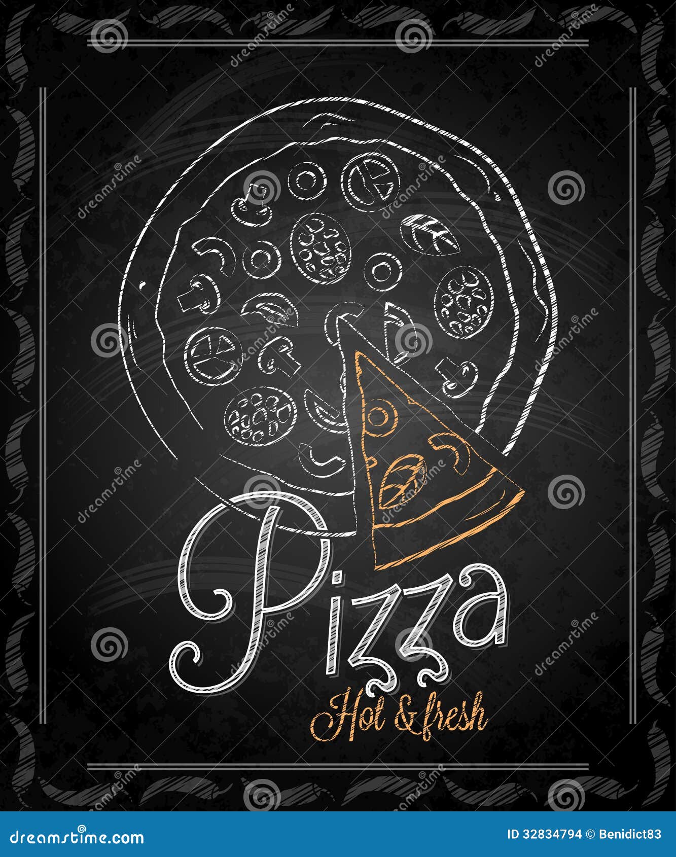 Tableau - Menu De Pizza De Cadre Illustration de Vecteur - Illustration ...