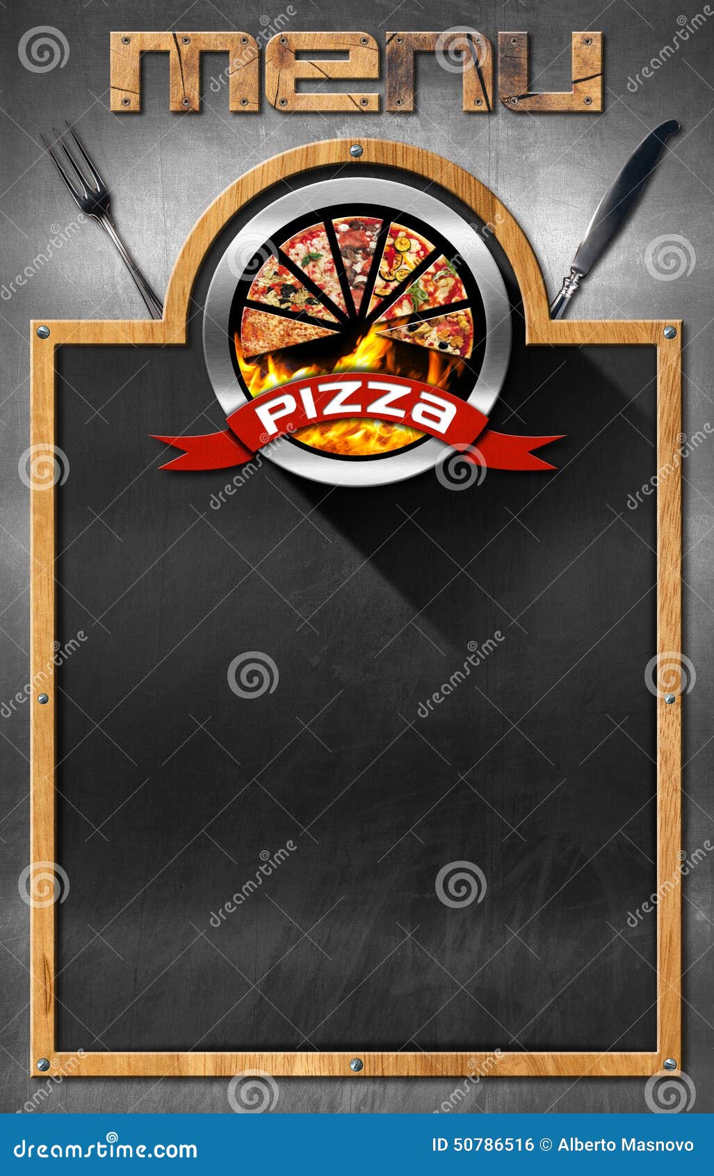 Tableau Noir Pour Le Menu De Pizza Illustration Stock - Illustration du ...