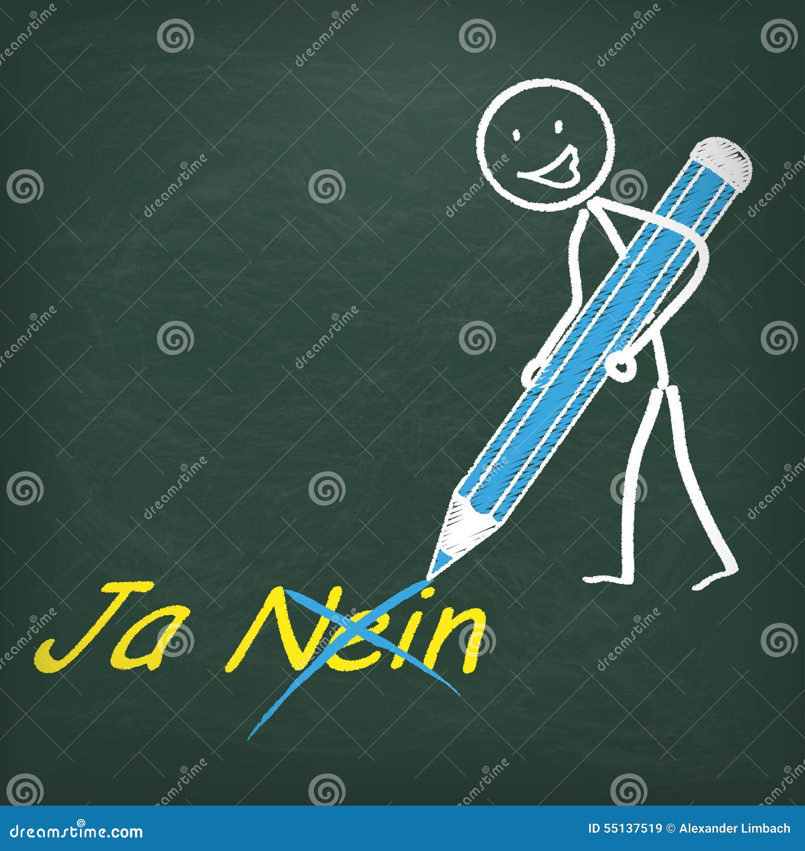 Tableau Noir Stickman Pen Ja Nein Illustration de Vecteur ...