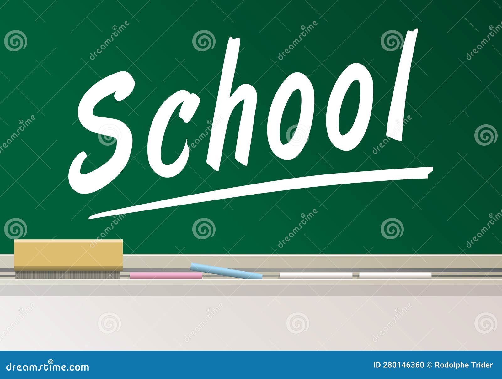 The Word School Written in Chalk on a Blackboard. Stock Vector ...