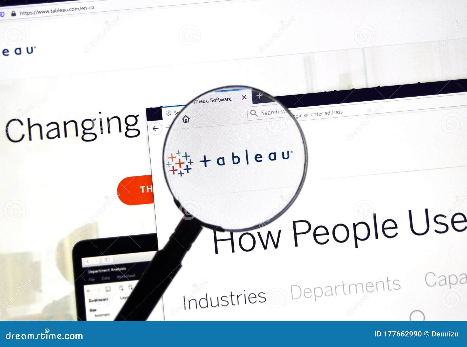 Tableau Software Official Web Site and Logo Under Magnifying Glass ...