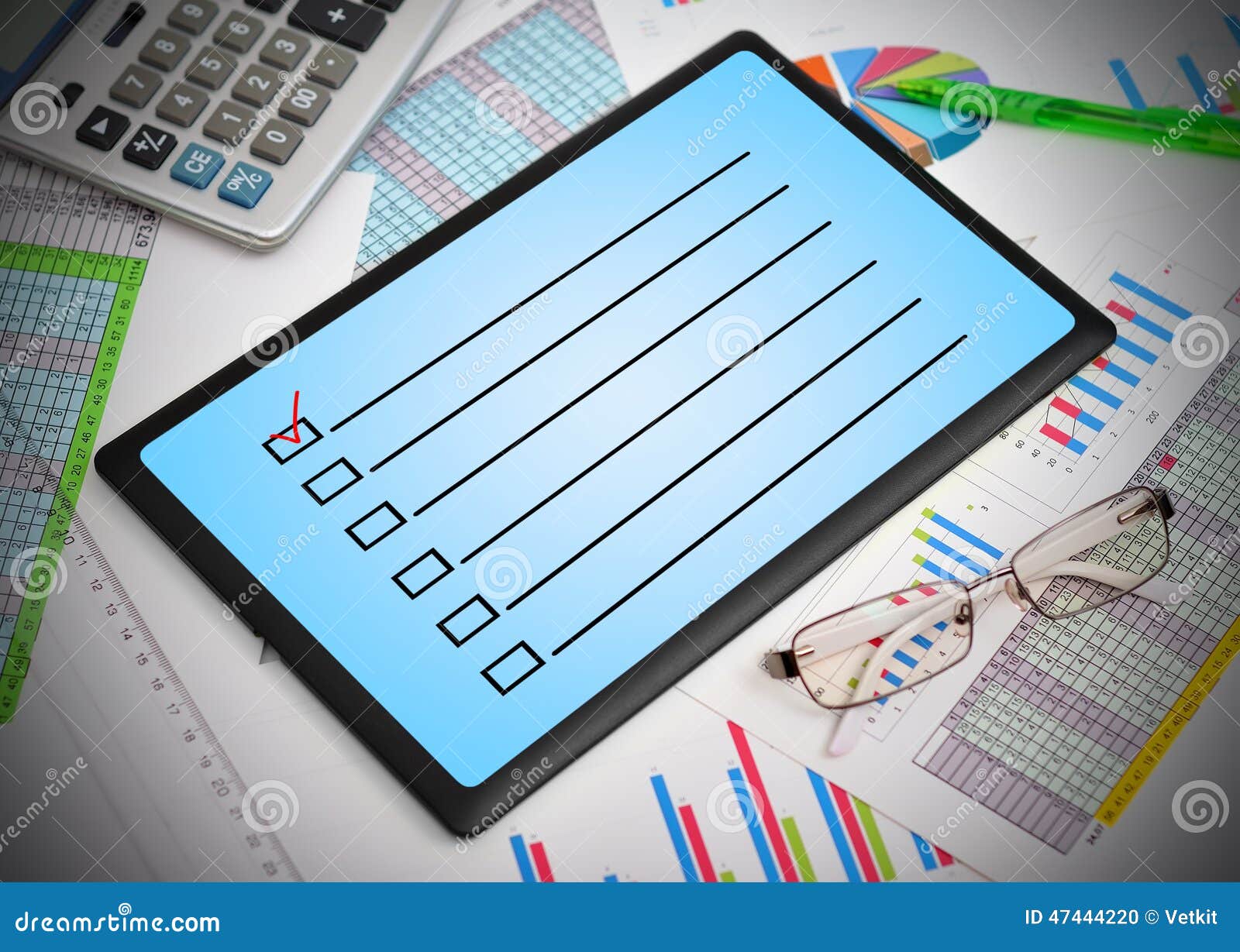 Tablen with checklist stock photo. Image of business - 47444220
