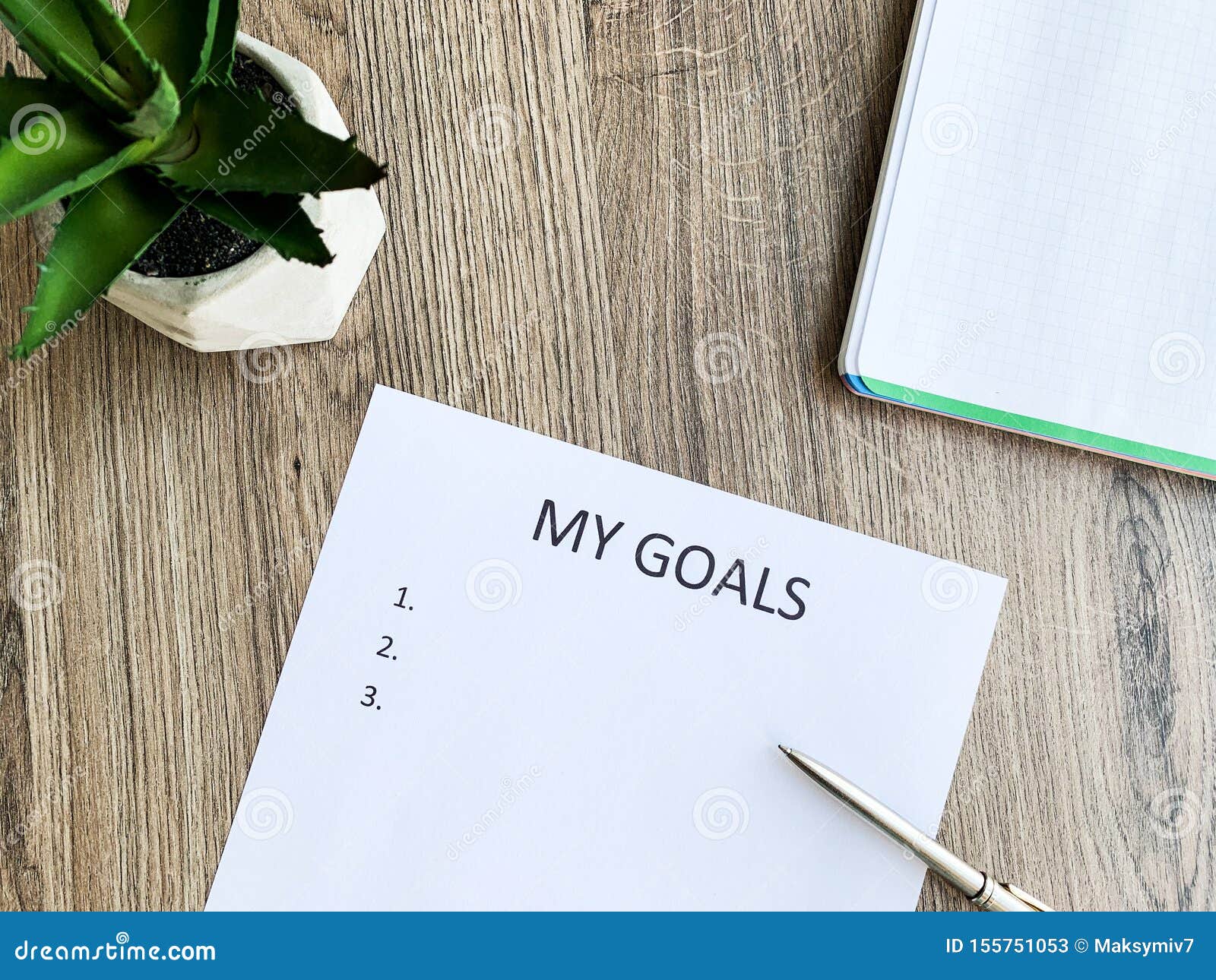 Tablero Con Mis Metas En El Escritorio De Madera Imagen de archivo ...